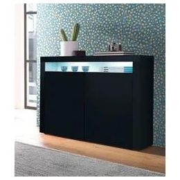 borchardt M&ouml;bel Highboard BORCHARDT M&Ouml;BEL "Santa Fe", schwarz (schwarz matt mit perlstruktur), B:107cm H:89cm T:35cm, Holzwerkstoff, Spanplatte, Sideboards, Highboard, Breite 107 cm
