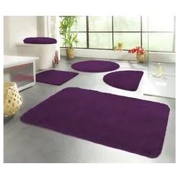 Badematte Kinzler "Chaozhou" Gr. 10, lila (aubergine), H:20mm, Polyester, Badematten, Badematte, Badteppich, Uni Farben, weich, als rechteckig, rund & Set erh&auml;ltlich