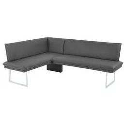 K+w Komfort & Wohnen Eckbank K+W KOMFORT & WOHNEN, grau (zinn), H:86cm T:60cm, Sitzb&auml;nke, Eckbank, mit Sattlernaht und schmaler Kufe, langer Schenkel rechts oder links