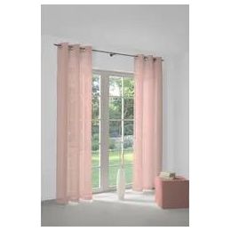 Vorhang WIRTH "Sunday" Gr. 3, rosa, B:141cm H:225cm, Jacquard, Baumwolle, Polyester, Gardinen, nach Ma&szlig;