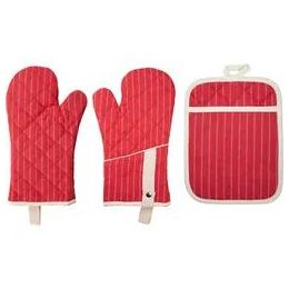 Topfhandschuhe stuco "gestreift", rot (rot, natur), Baumwolle, Polyester, Topflappen