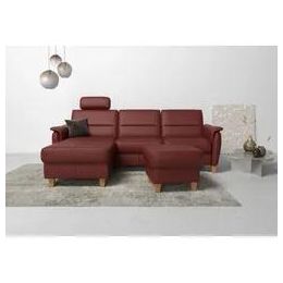 Ecksofa Home Affaire "Palmera L-Form, B: 244 cm - OTTO. Verl&auml;ssliche Qualit&auml;t.", rot (merlot), B:244cm H:89cm T:163cm, Luxus-Microfaser (100% Polyester);Struktur (100% Polyester);Luxus-Microfaser in Lederoptik (100% Polyester), Sofas, Ecksofa, optional Bettfunktion & Bettkasten, Federkern