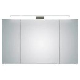 Spiegelschrank SAPHIR "6005 Sprint Badschrank, 3 Spiegelt&uuml;ren, 6 Einlegeb&ouml;den, 120 cm breit", braun (riviera eiche quer nachbildung), B:120cm H:70,3cm T:17cm, Schr&auml;nke, Spiegelschrank, inkl. LED-Beleuchtung, T&uuml;rd&auml;mpfer, Schalter-/Steckdosenkombination