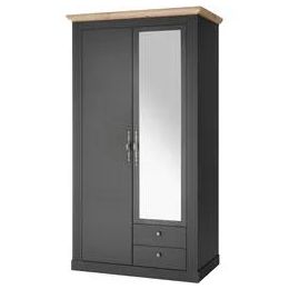 Kleiderschrank OTTO HOME "WESTMINSTER W&auml;scheschrank in 2 Farben, Landhausschrank Metallgriffe", grau (grau dunkel), B:108cm H:203cm T:63cm, Schr&auml;nke, Kleiderschrank, Dreht&uuml;renschrank mit Spiegel, Schlafzimmerschrank, 109 cm breit