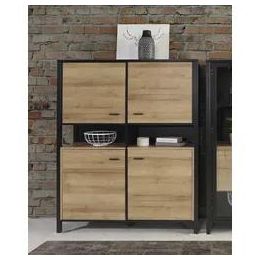 Highboard FORTE "High Rock", schwarz, B:121,3cm H:152,3cm T:40,2cm, Dekorfolie, FSC-zertifizierter Holzwerkstoff, Sideboards, Highboard, Breite ca. 121 cm