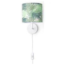 Paco Home Wandleuchte "Ostende 534", wei&szlig;, 1, &Oslash; 18cm H: 26,5cm, Leuchten, Wohnzimmerlampe Lampenschirm Schlafzimmer B&uuml;ro Lampe Jungle Palme, Wandleuchte