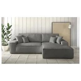 Ecksofa OTTO HOME "FINNLEY, L-Form 257 cm, Schlafsofa", grau (hellgrau), B:267cm H:85cm T:167cm, Bezugstoff aus 90% recyceltem Material ;Aqua Clean ;Gramatur 580g/ qm +/- 5%, Sofas, Ecksofa, mit Bettkasten, in Boucl&eacute;, Struktur fein und Mega Cord