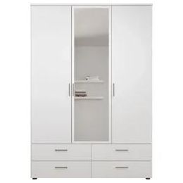 Dreht&uuml;renschrank Schlafkontor "Spazio", wei&szlig; (wei&szlig;, spiegel), B:137,8cm H:198,6cm T:48cm, Melamin, Schr&auml;nke, Dreht&uuml;renschrank, wei&szlig;, Schlafzimmerschrank mit Spiegel