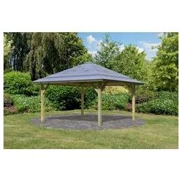 Pavillon Karibu "Kirn1", grau, B/H/T: 431cm x 315cm x 431cm, Pavillons, BxTxH: 431x431x315 cm, mit H-Pfostenanker