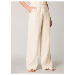 Leinenhose Base Level "Yul", Damen, Gr. 48, N-Gr, beige (light beige), Web, Obermaterial: 55% Leinen, 45% Viskose, unifarben, l&auml;ssig geschnitten lang, Hosen, Sommerhose mit elastischem Bund