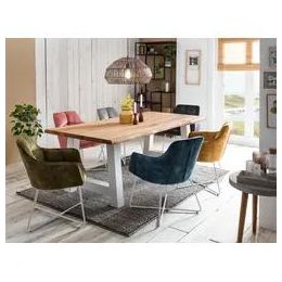 Esstisch Home Affaire "Tristan", beige (natur), B:280cm H:77cm T:110cm, Tische, Esstisch, massive Balkeneiche ge&ouml;lt mit Baumkante, in natur oder white wash