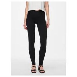Leggings Pieces "PCEDITA LONG LEGGINGS NOOS BC", Damen, Gr. XS (34), N-Gr, schwarz, Jersey, Obermaterial: 94% Baumwolle, 6% Elasthan, unifarben, slim fit normal, Hosen Leggings