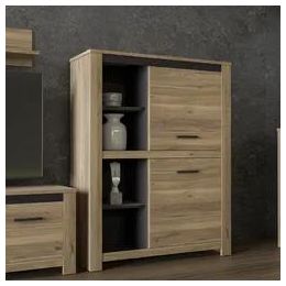 Highboard FORTE "San Cayetano", braun (mauvella eiche, cabezone eiche), B:111,7cm H:143cm T:42,2cm, Dekorfolie, Holzwerkstoff, Sideboards, Highboard