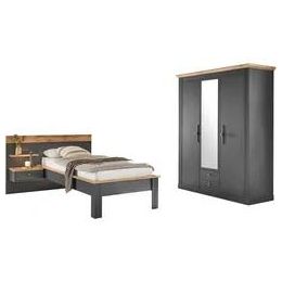 Schlafzimmer-Set OTTO HOME "Westminster", grau, B/H: 90cm x 200cm, Schlafzimmerm&ouml;bel-Sets, beinhaltet 1 Bett, Kleiderschrank 3-t&uuml;rig und 1 Wandpaneel