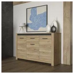 Sideboard FORTE "San Cayetano", braun (mauvella eiche, cabezone eiche), B:161,4cm H:95,7cm T:42,2cm, Dekorfolie, Holzwerkstoff, Sideboards, Sideboard