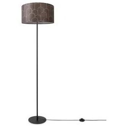 Paco Home Stehlampe "Luca Pillar", schwarz, &Oslash; 38cm H: 144cm, Leuchten, Stehlampe Mit Schirm Wohnzimmer Lampenschirm Stoff Modern Abstrakt, Stehlampe