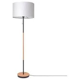Paco Home Stehlampe "EKO CANVAS UNI COLOR", wei&szlig; (wei&szlig; natur anthrazit), &Oslash; 45,5cm H: 157cm, Leuchten, Stoffschirm Wohnzimmer Skandi Standleuchte E27 Einfarbig Stofflampe, Stehlampe