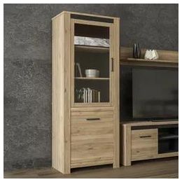 Highboard FORTE "San Cayetano", braun (mauvella eiche, cabezone eiche), B:77cm H:191,7cm T:42,2cm, Dekorfolie, Holzwerkstoff, Sideboards, Highboard