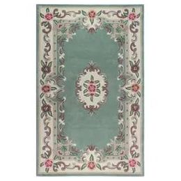 Wollteppich FLAIR RUGS "Aubusson", gr&uuml;n, B:150cm H:10mm L:240cm, Wolle, Teppiche, Wolle, Teppich, Wohnzimmer, Schlafzimmer, Esszimmer