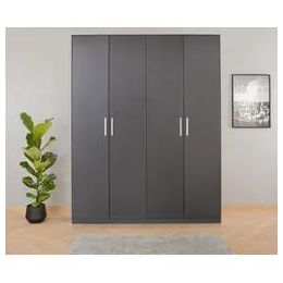 Dreht&uuml;renschrank Rauch "Kleiderschrank Schrank Garderobe KOLUNA mit Dekor-Front", grau (graumetallic), B:181cm H:210cm T:54cm, Holzwerkstoff, Schr&auml;nke, Dreht&uuml;renschrank, inkl. 2 Innenschubladen sowie extra Einlegeb&ouml;den MADE IN GERMANY