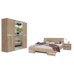 Komplettschlafzimmer wimex "Anna", braun (artisan eiche nachbildng, absetzung chrom), B/H: 180cm x 200cm, Holzwerkstoff, Schlafzimmerm&ouml;bel-Sets, Spar Set