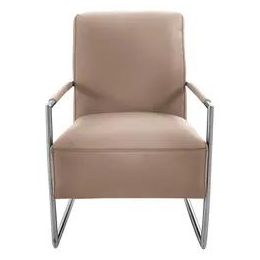 K+w Komfort & Wohnen Cocktailsessel K+W KOMFORT & WOHNEN, beige (sand), B:62cm H:77cm T:83cm, Sessel, Cocktailsessel, mit bezogenen Armlehnen, Gestell in Metall Edelstahloptik