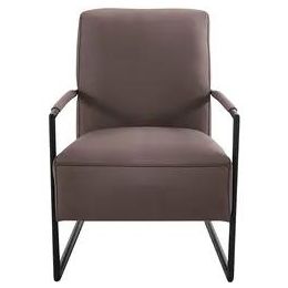K+w Komfort & Wohnen Cocktailsessel K+W KOMFORT & WOHNEN, braun (schwarzbraun), B:62cm H:77cm T:83cm, Sessel, Cocktailsessel, mit bezogenen Armlehnen, Gestell in Metall schwarz Struktur