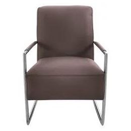 K+w Komfort & Wohnen Cocktailsessel K+W KOMFORT & WOHNEN, braun (schwarzbraun), B:62cm H:77cm T:83cm, Sessel, Cocktailsessel, mit bezogenen Armlehnen, Gestell in Metall Edelstahloptik