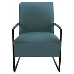 K+w Komfort & Wohnen Cocktailsessel K+W KOMFORT & WOHNEN, blau (topas), B:62cm H:77cm T:83cm, Sessel, Cocktailsessel, mit bezogenen Armlehnen, Gestell in Metall schwarz Struktur