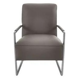 K+w Komfort & Wohnen Cocktailsessel K+W KOMFORT & WOHNEN, braun (sattel), B:62cm H:77cm T:83cm, Sessel, Cocktailsessel, mit bezogenen Armlehnen, Gestell in Metall Edelstahloptik
