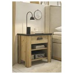 Nachtkommode Home Affaire "SHERWOOD", braun (old style hell dekor), B:60cm H:61cm T:39cm, Sideboards, mit Apothekergriff aus Metall, Schubkasten "Soft close", Breite 60 cm