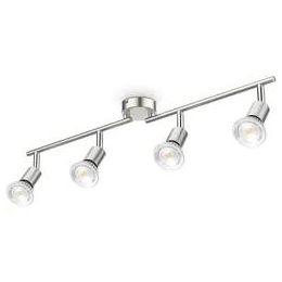 B.K.LICHT Deckenleuchte, grau (nickelfarben), 4, H: 10,5cm, 1 Stk., Leuchten, 4-flammig, LED Deckenlampe, dreh- schwenkbar, neutralwei&szlig;, matt-nickel, Deckenspot Deckenstrahler
