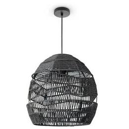 Paco Home Pendelleuchte "VILLA", schwarz, &Oslash; 31cm H: 30cm, Leuchten, Pendelleuchte H&auml;ngeleuchte Vintage Rustikal LED Boho Papier E27, Pendelleuchte