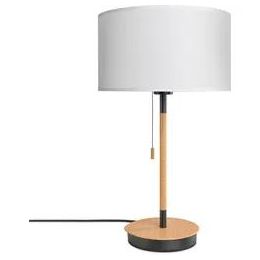 Paco Home Tischleuchte "EKO CANVAS UNI COLOR", wei&szlig; (wei&szlig; natur schwarz), &Oslash; 28cm H: 49cm, Leuchten, Nacht Mit Schalter Stofflampe Vintage Skandinavisch, Tischleuchte