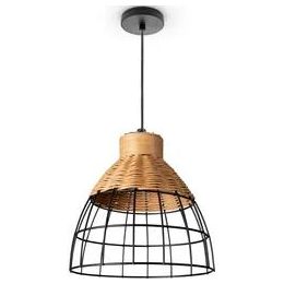Paco Home Pendelleuchte "PUCA", schwarz, &Oslash; 24cm H: 33cm, Leuchten, Lampe Pendelleuchte Korb Stahl Papier Esstisch Lampe Boho E27, Pendelleuchte