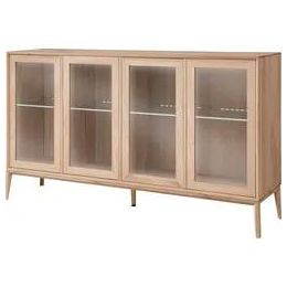 Sideboard Home Affaire "Koda", beige (natur), B:177,7cm H:100,5cm T:41,5cm, Sideboards, Sideboard, inklusive Beleuchtung, Glasb&ouml;den verstellbar