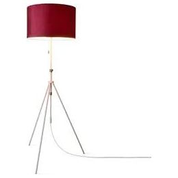 Paco Home Stehlampe "Naomi uni Color", wei&szlig;, H: 176,5cm, Leuchten, Wohnzimmer H&ouml;henverstellbar 121,5 bis 176,5 cm Zugschalter Velour, Stehlampe