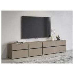 Lowboard OTTO HOME "Cross, moderne grifflose TV-Kommode,4 Klappen/4 Schubk&auml;sten", braun (congo, congo), B:225cm H:48,2cm T:40cm, FSC-zertifizierter Holzwerkstoff, Melamin, Sideboards, Lowboard, Breite 225 cm, TV-Schrank mit viel Stauraum, TV-Board