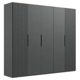 Dreht&uuml;renschrank wimex "Andorra by fresh to go", schwarz (graphit, akustikpaneel optik graphit), B:250cm H:216cm T:58cm, Holzwerkstoff, Schr&auml;nke, Dreht&uuml;renschrank, Mit 3D-Leisten f&uuml;r Akustikpaneel-Optik
