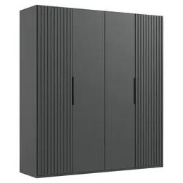 Dreht&uuml;renschrank wimex "Andorra by fresh to go", schwarz (graphit, akustikpaneel optik graphit), B:200cm H:216cm T:58cm, Holzwerkstoff, Schr&auml;nke, Dreht&uuml;renschrank, Mit 3D-Leisten f&uuml;r Akustikpaneel-Optik
