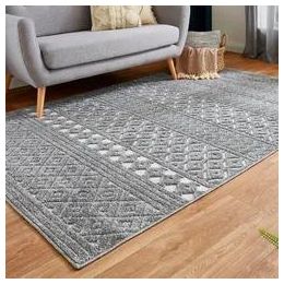 Teppich ANDIAMO "La Rochelle", grau, B:120cm H:7mm L:170cm, Polypropylen, Teppiche, Teppich, Boho-Skandinavischer Stil, Hoch-Tief Effekt, modern, Wohnzimmer
