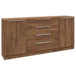 borchardt M&ouml;bel Kommode BORCHARDT M&Ouml;BEL "Oliva, Kommode mit Metallgriffen", braun (eichefarben vintage), B:166cm H:78cm T:35cm, Holzwerkstoff, Sideboards, Kommode, mit 4 Schubk&auml;sten
