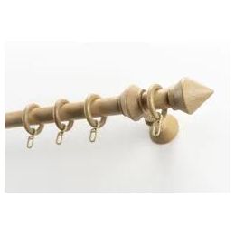Gardinenstange Garesa "Palmo", braun (buchefarben), L:200cm &Oslash;:28mm, Holzwerkstoff, Gardinenstangen, Vorhanggarnitur aus Holz, verl&auml;ngerbar, mit Ringe/2 Lauf Gleiter