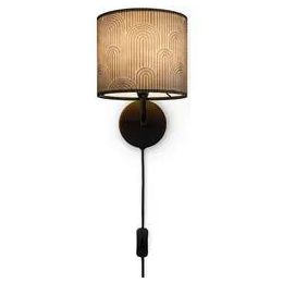Paco Home Wandleuchte "Luca Pillar", schwarz, H: 26,5cm, Leuchten, Stofflampe Rund Wandleuchte Mit Stecker Wohnzimmer Flur Vintage Retro, Wandleuchte