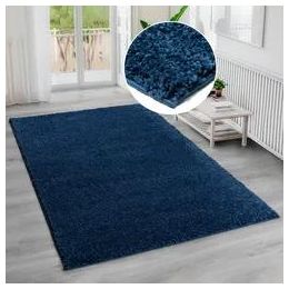 Hochflor-Teppich Bruno Banani "Shaggy Soft" Gr. 3, blau, B:120cm H:30mm L:180cm, Kunstfaser, Teppiche, gewebt, Uni Farben, besonders weich und kuschelig, Kundenliebling