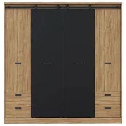 Kleiderschrank FORTE, schwarz (waterford eiche, schwarz), B:203,2cm H:208,4cm T:61cm, Schr&auml;nke, Kleiderschrank