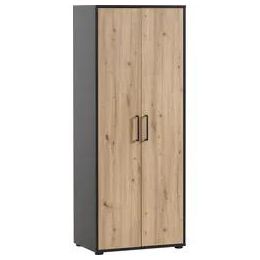 Aktenschrank Welltime "Aino", schwarz (schwarzmatt, artisan eichefarben), B:65,1cm H:163,6cm T:41cm, FSC-zertifizierter Holzwerkstoff, Schr&auml;nke