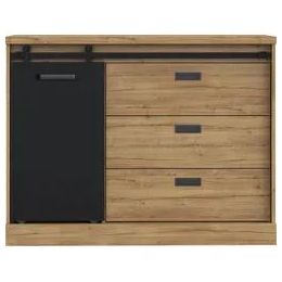 Kommode FORTE, schwarz (waterford eiche, schwarz), B:113,5cm H:88,2cm T:52cm, Spanplatte, Sideboards, Kommode