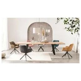 Esstisch Home Affaire "Hudson", beige (natur, schwarz), B:240cm H:77cm T:100cm, Tische, Esstisch, erweiterbar durch Ansteckplatte Hudson