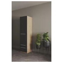Kleiderschrank Priess "Schrank Garderobe W&auml;scheschrank Barcelona in 5 Breiten", braun (eichefarben artisan, schwarz), B:48cm H:193cm T:54cm, Holzwerkstoff, Schr&auml;nke, Kleiderschrank, viel Stauraum, ger&auml;umige Schubk&auml;sten, mit Spiegel, MADE IN GERMANY